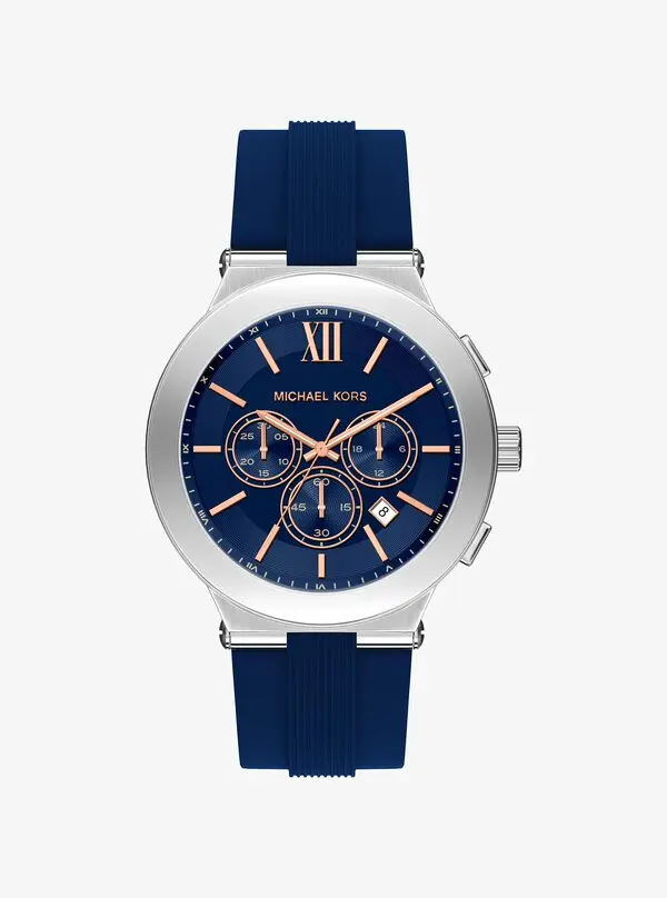 Michael Kors Oversized Billie Silver-tone And Silicone Watch In By
