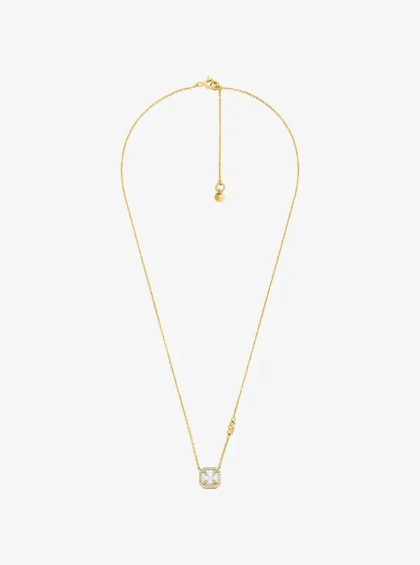 Michael Kors 14k Plated Sterling Silver Pavé Cubic Zirconia Pendant Necklace - Gold