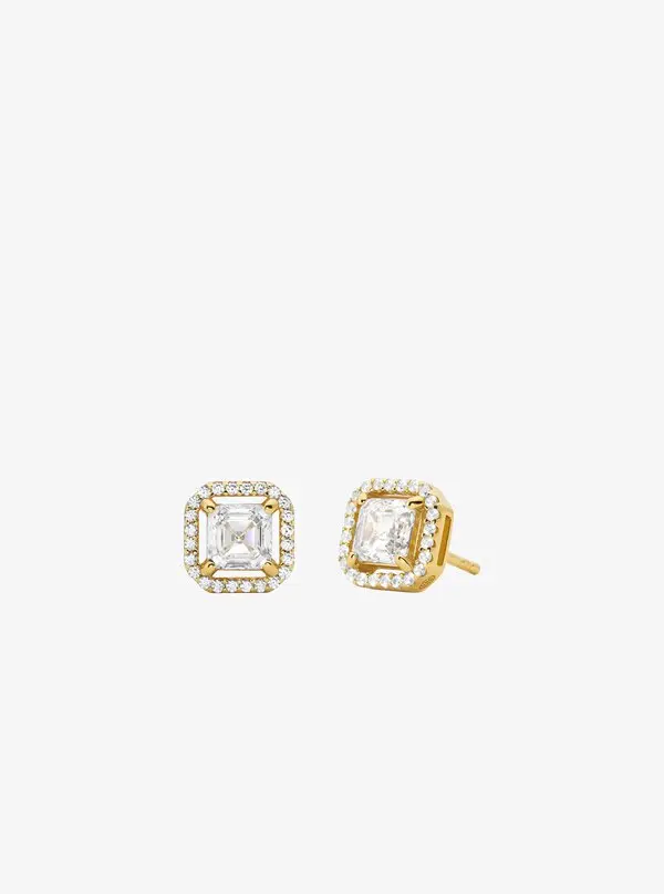 Michael Kors Precious Metal-plated Sterling Silver Pavé Stud Earrings In By - Gold