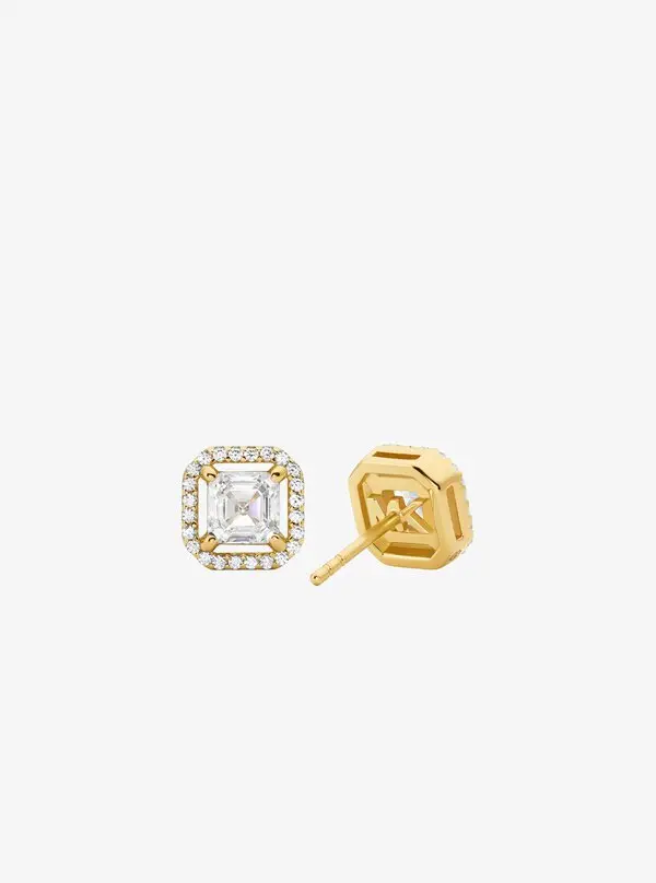 Michael Kors Precious Metal-plated Sterling Silver Pavé Stud Earrings In By