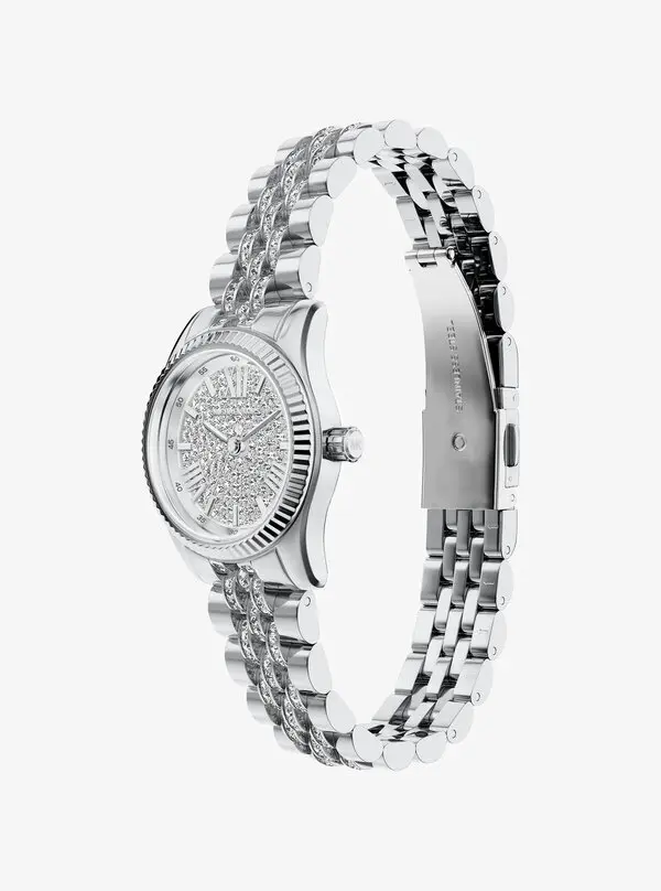 Michael Kors Petite Lexington Pavé Stainless Steel Watch - Silver