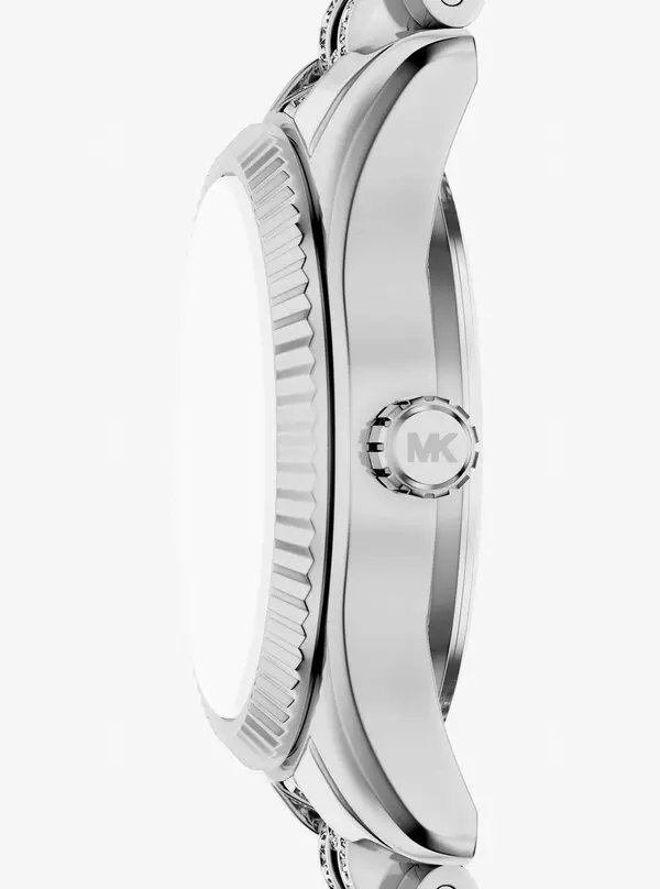 Michael Kors Petite Lexington Pavé Stainless Steel Watch - Silver