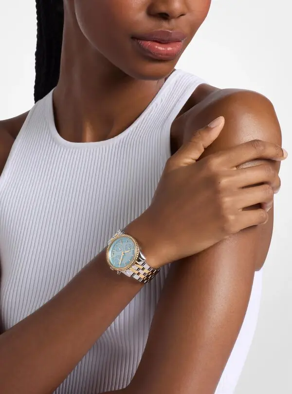 Michael Kors Bryant Pavé Two-tone Watch In By
