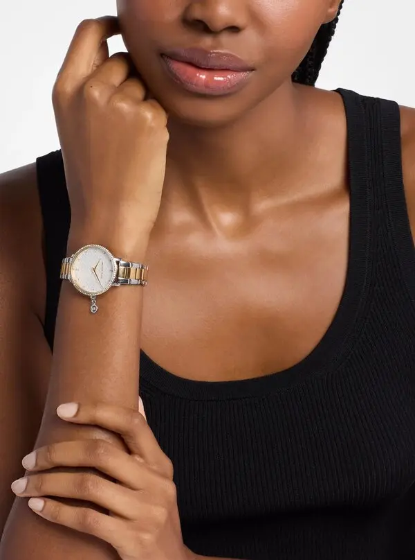 Michael Kors Mini Pyper Pavé Two-tone Watch In By