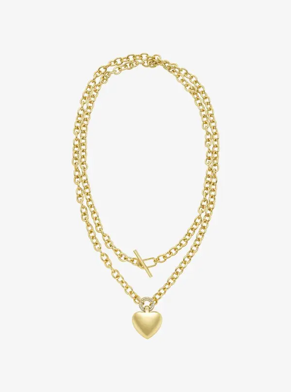 Michael Kors Pavé Embellished Heart Pendant Necklace - Gold