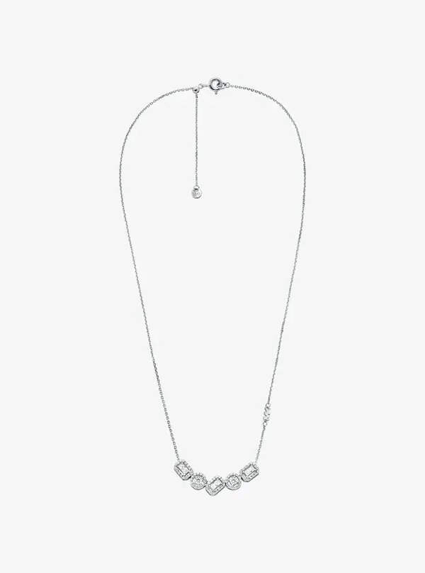 Michael Kors Precious Metal-plated Sterling Pavé Necklace - Silver