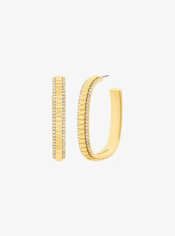 Michael Kors Large Pavé -tone Brass Hoop Earrings In By