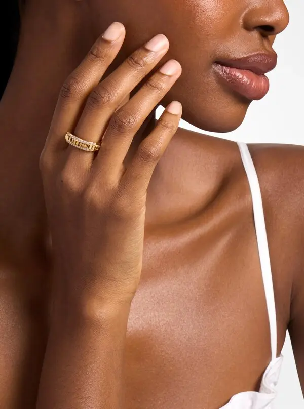 Michael Kors Pavé -tone Brass Ring In Size By