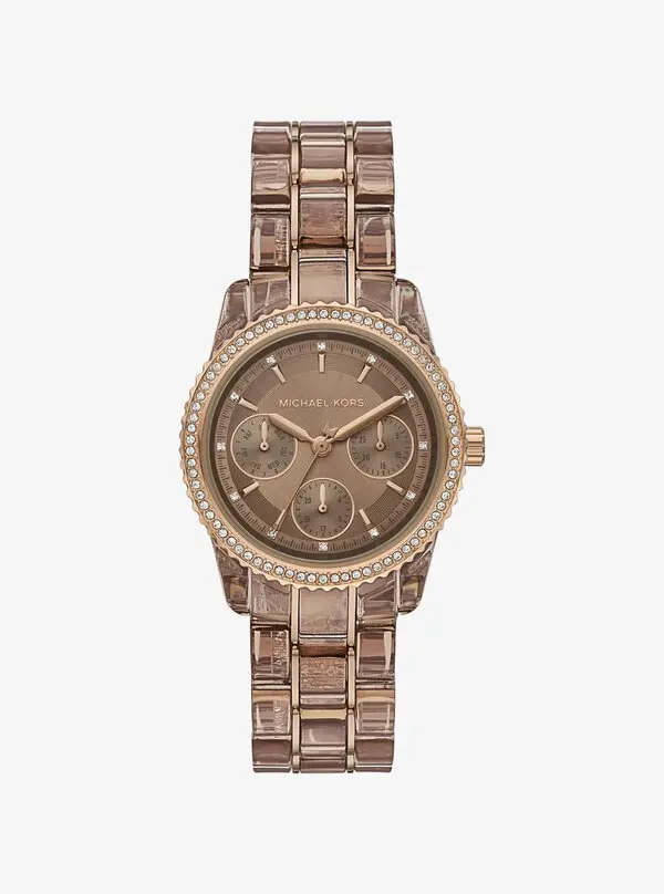 Michael Kors Bryant Chronograph Watch With Pavé Bezel - Natural
