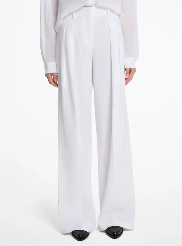 Michael Kors Linen Wide-leg Trousers In Size By - White