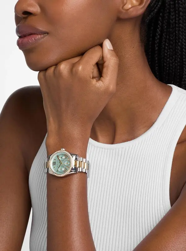 Michael Kors Lexington Pavé Two-tone Watch In By