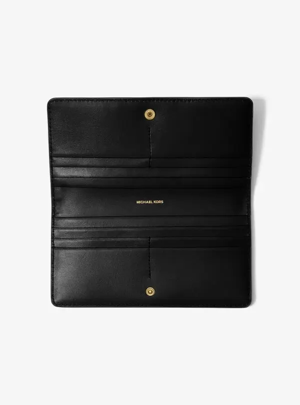 Michael Kors Bryant Large Pebbled Leather Snap-front Wallet In By - Black