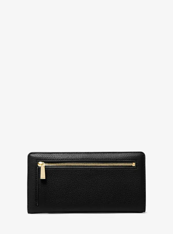 Michael Kors Bryant Large Pebbled Leather Snap-front Wallet In By - Black