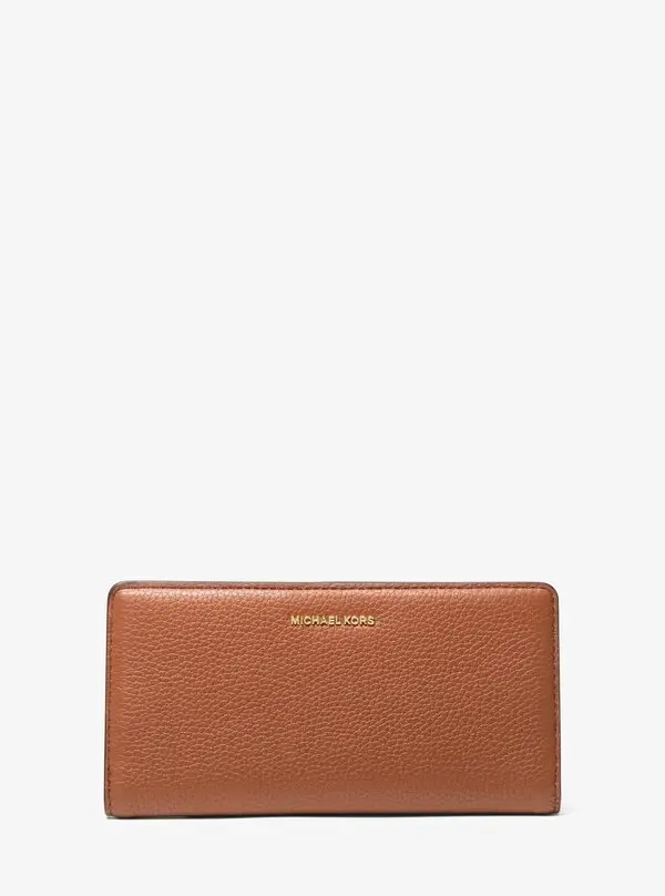 Michael Kors Bryant Large Pebbled Leather Snap-front Wallet In By - Brown