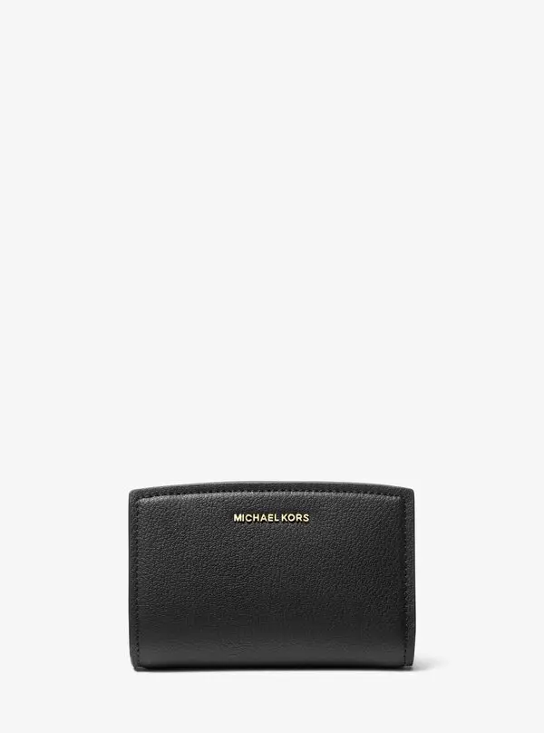 Michael Kors Bryant Medium Pebbled Leather Wallet In By - Black