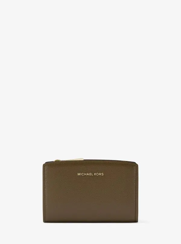Michael Kors Bryant Medium Pebbled Leather Wallet In By - Green