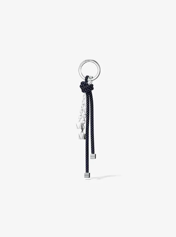 Michael Kors Silver-tone And Speckled Cord Bag Charm - Blue