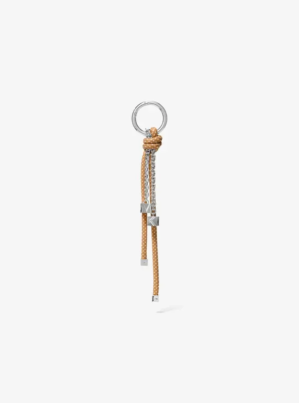 Michael Kors Silver-tone And Speckled Cord Bag Charm - Brown
