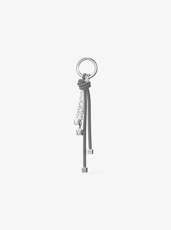 Michael Kors Silver-tone And Speckled Cord Bag Charm - Grey