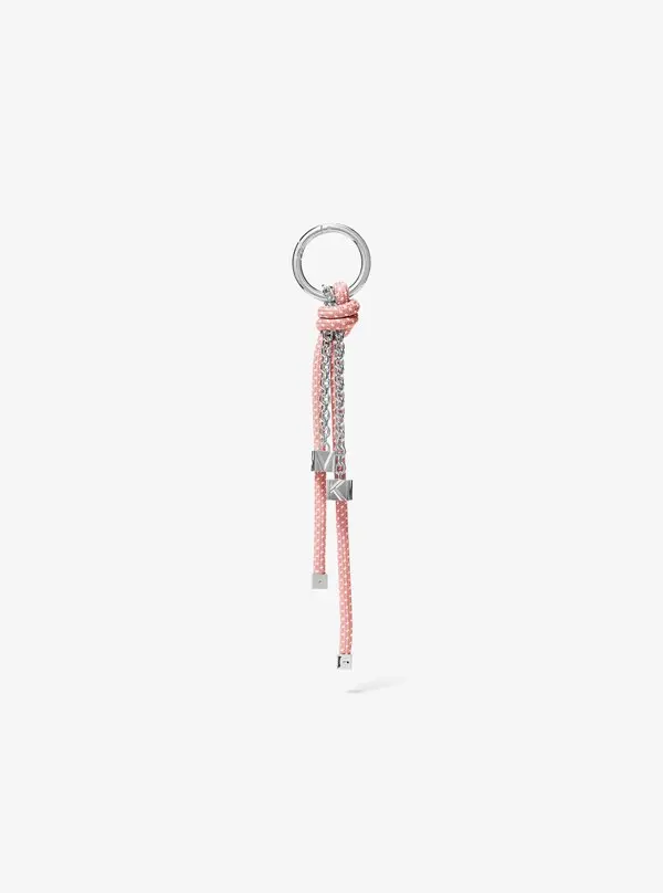 Michael Kors Silver-tone And Speckled Cord Bag Charm In By - Pink