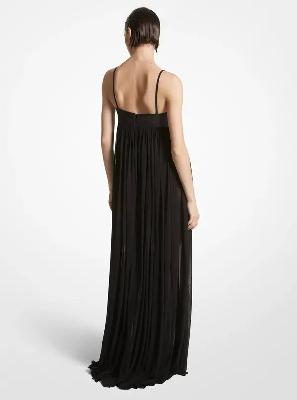 Michael Kors Plongé Leather And Chiffon Jersey Empire Gown In Size By