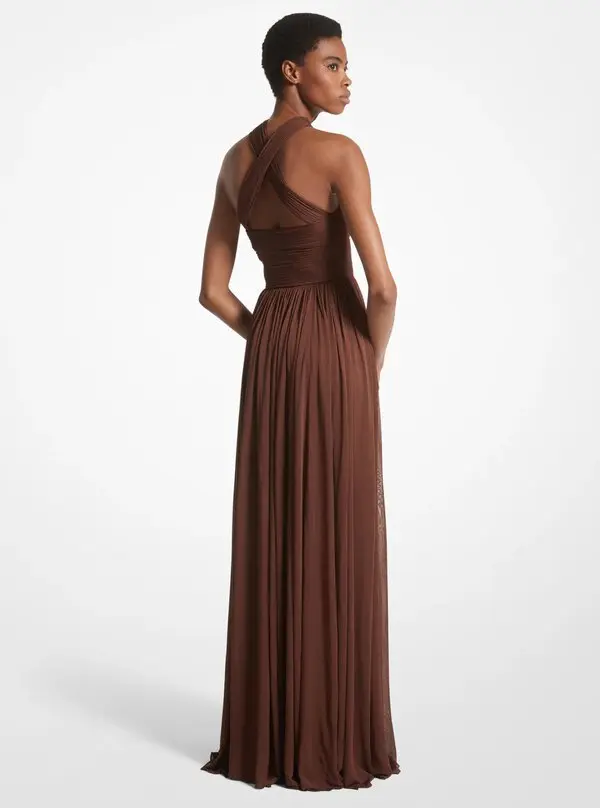 Michael Kors Chiffon Jersey Cross-front Gown In Size By