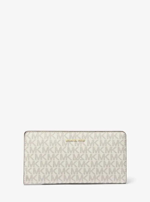 Michael Kors Bryant Large Signature Logo Snap-front Wallet In By - Natural