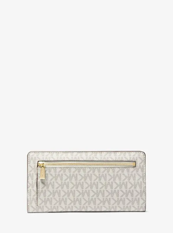 Michael Kors Bryant Large Signature Logo Snap-front Wallet In By - Natural