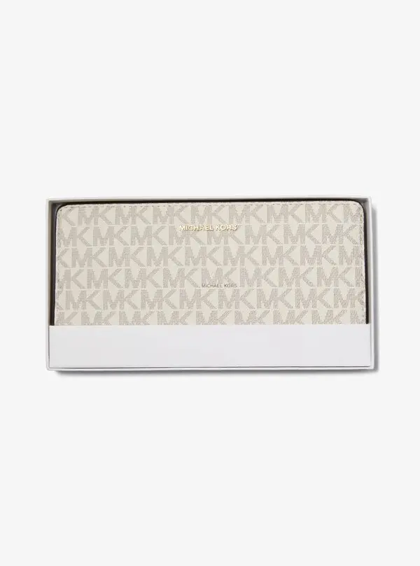 Michael Kors Bryant Large Signature Logo Snap-front Wallet In By - Natural