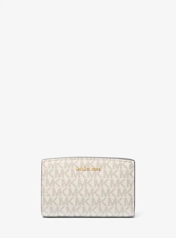 Michael Kors Bryant Medium Signature Logo Wallet In By - Natural