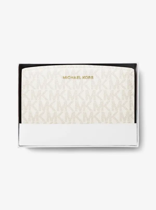 Michael Kors Bryant Medium Signature Logo Wallet In By - Natural