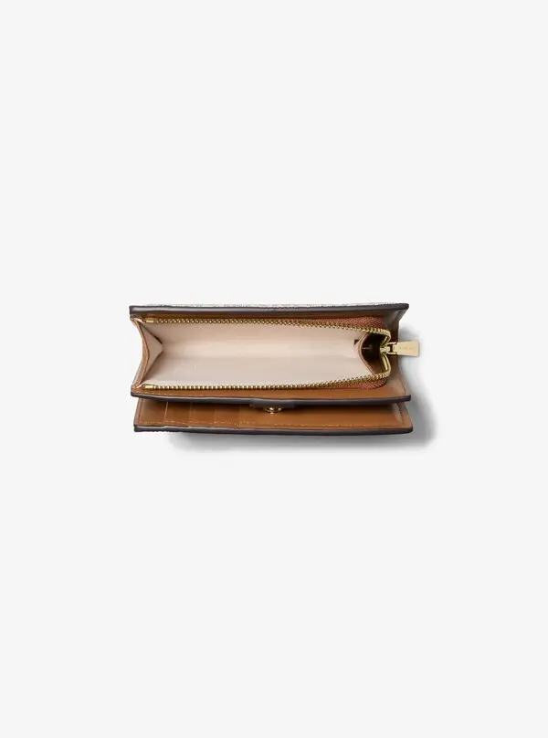 Michael Kors Bryant Medium Signature Logo Wallet In By - Natural