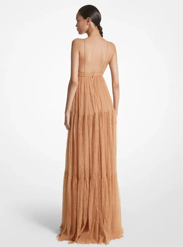 Michael Kors Chantilly Lace Slip Gown In Size By