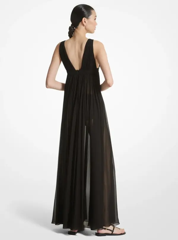 Michael Kors Silk Chiffon Empire Goddess Gown In Size By