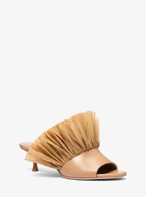 Michael Kors Catarina Leather And Fringe Mule - Brown