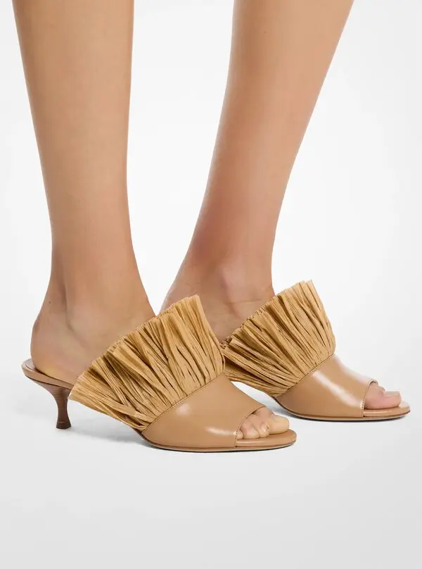 Michael Kors Catarina Leather And Fringe Mule - Brown