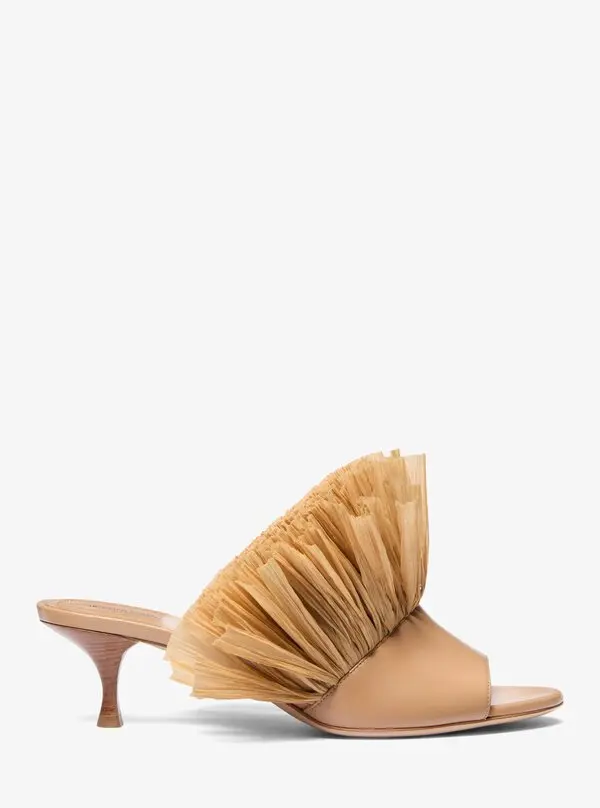 Michael Kors Catarina Leather And Fringe Mule - Brown