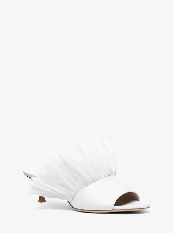 Michael Kors Catarina Leather And Fringe Mule - White
