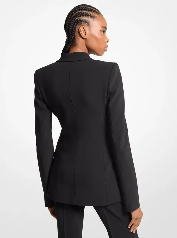 Michael Kors Stretch Wool Crepe Asymmetrical Zip Jacket
