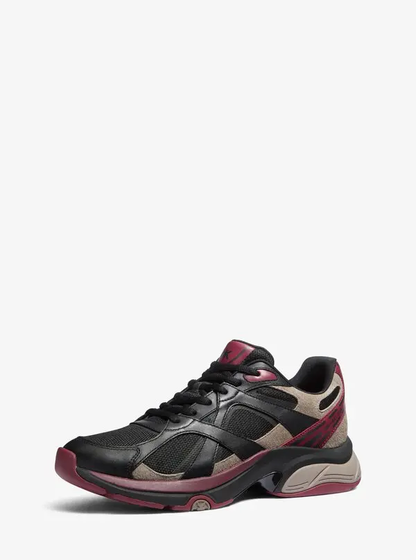 Michael Kors Leo Mixed-media Trainer In Size By