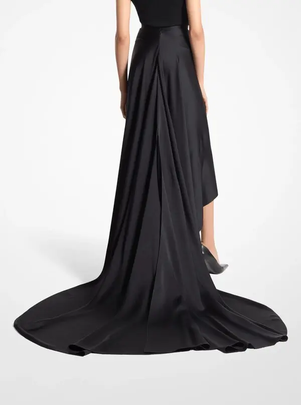 Michael Kors Satin Charmeuse Midi Skirt With Train