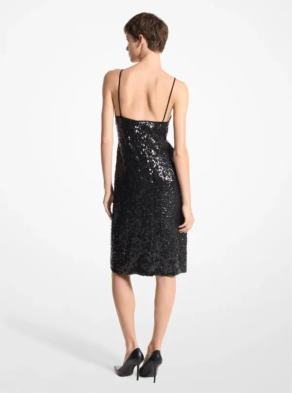 Michael Kors Hand-embroidered Sequin Silk Georgette Slip Dress