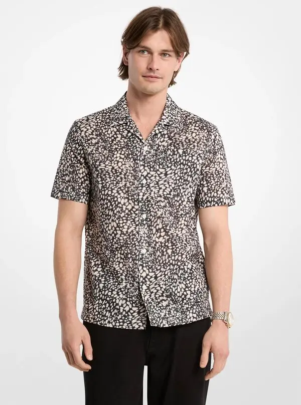 Michael Kors Printed Cotton Camp Shirt In Size By