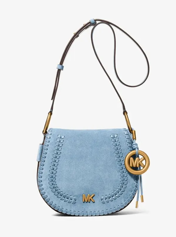 Michael Kors Josie Medium Whipstitched Suede Saddle Bag - Blue