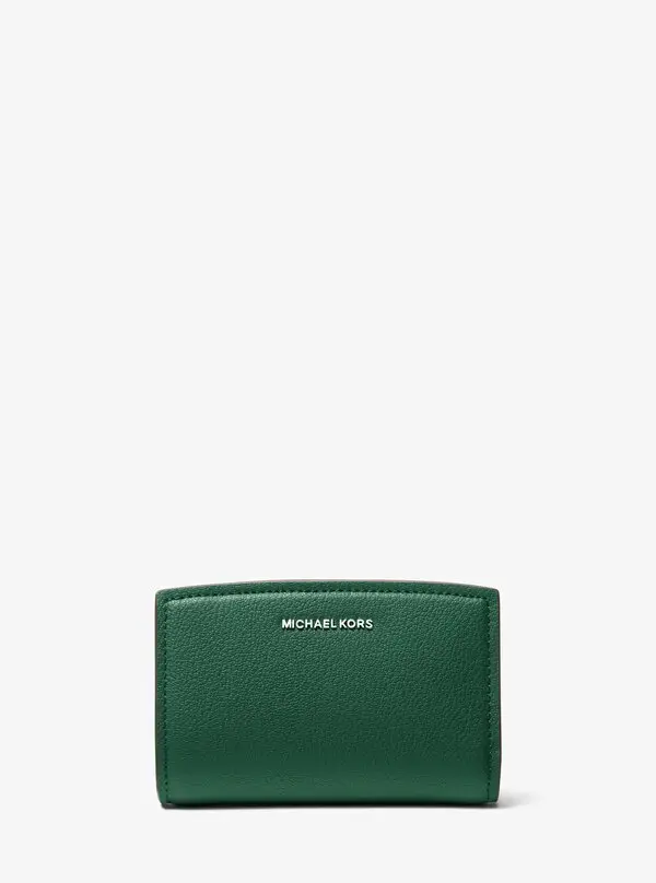 Michael Kors Bryant Medium Pebbled Leather Wallet In By - Green