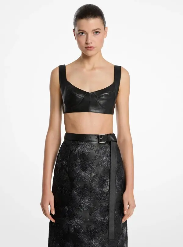 Michael Kors Plongé Leather Bra Top In Size By