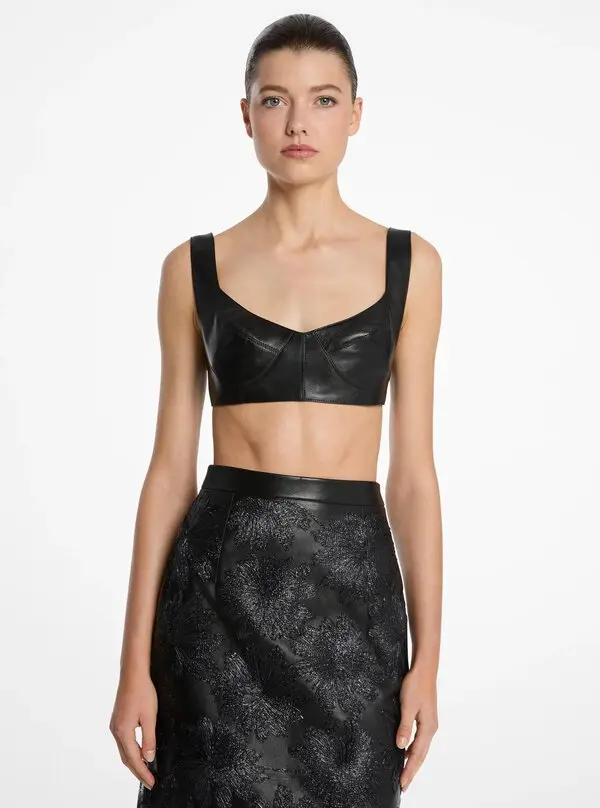 Michael Kors Plongé Leather Bra Top In Size By