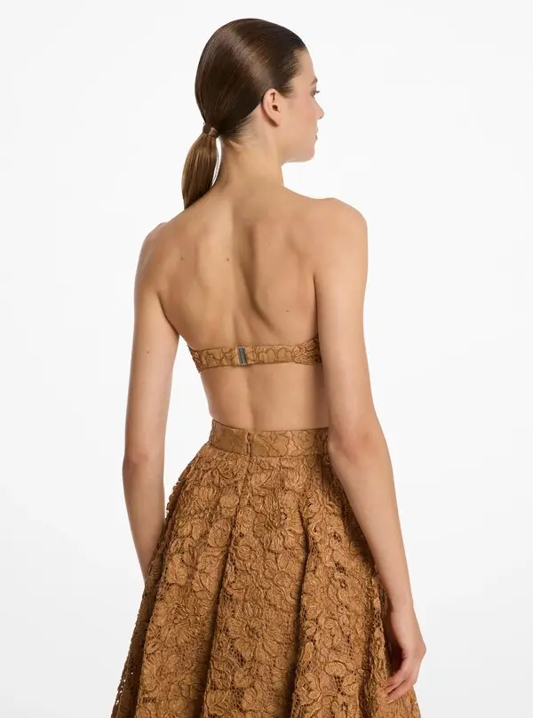 Michael Kors Hand-embroidered Floral Lace Bandeau Top