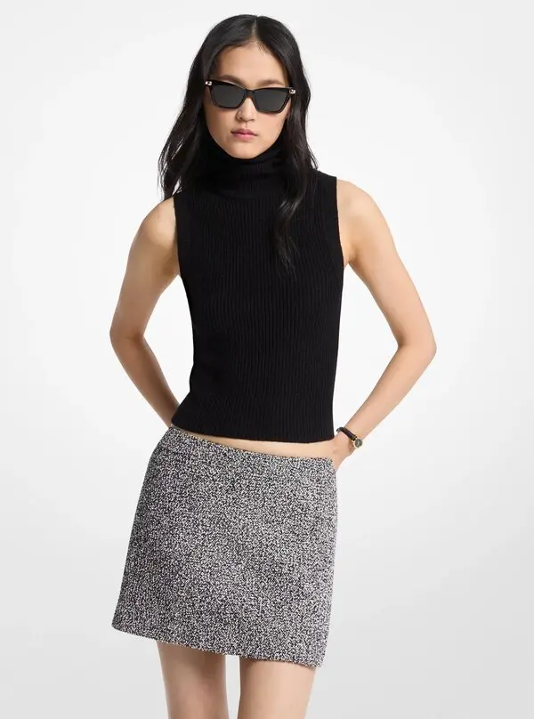 Michael Kors Cotton Blend Tweed Mini Skirt