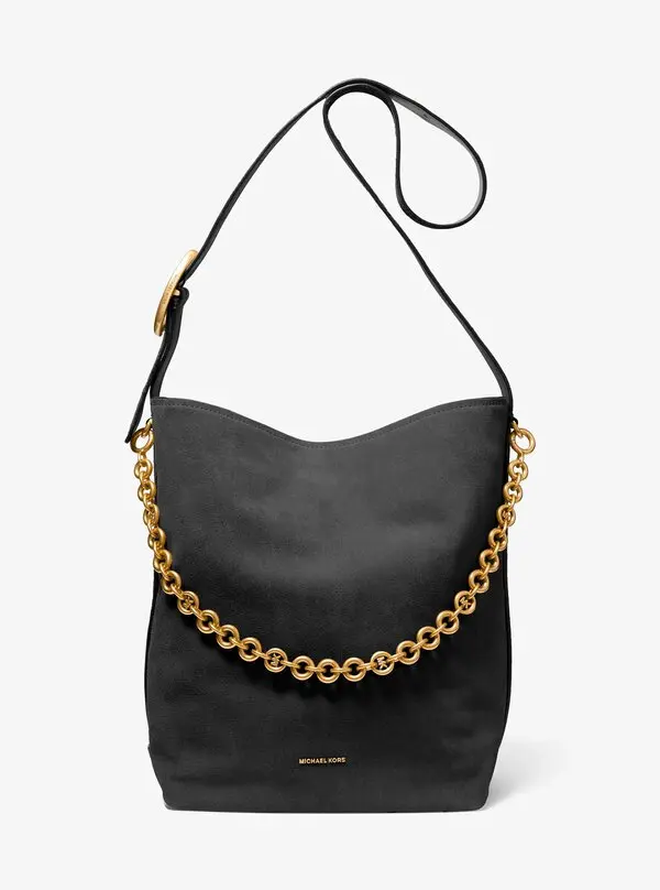 Michael Kors Nolita Large Suede Bucket Tote Bag - Black
